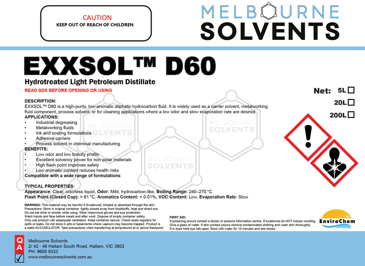 EXXSOL™ D60 — EnviroChem International Pty Ltd
