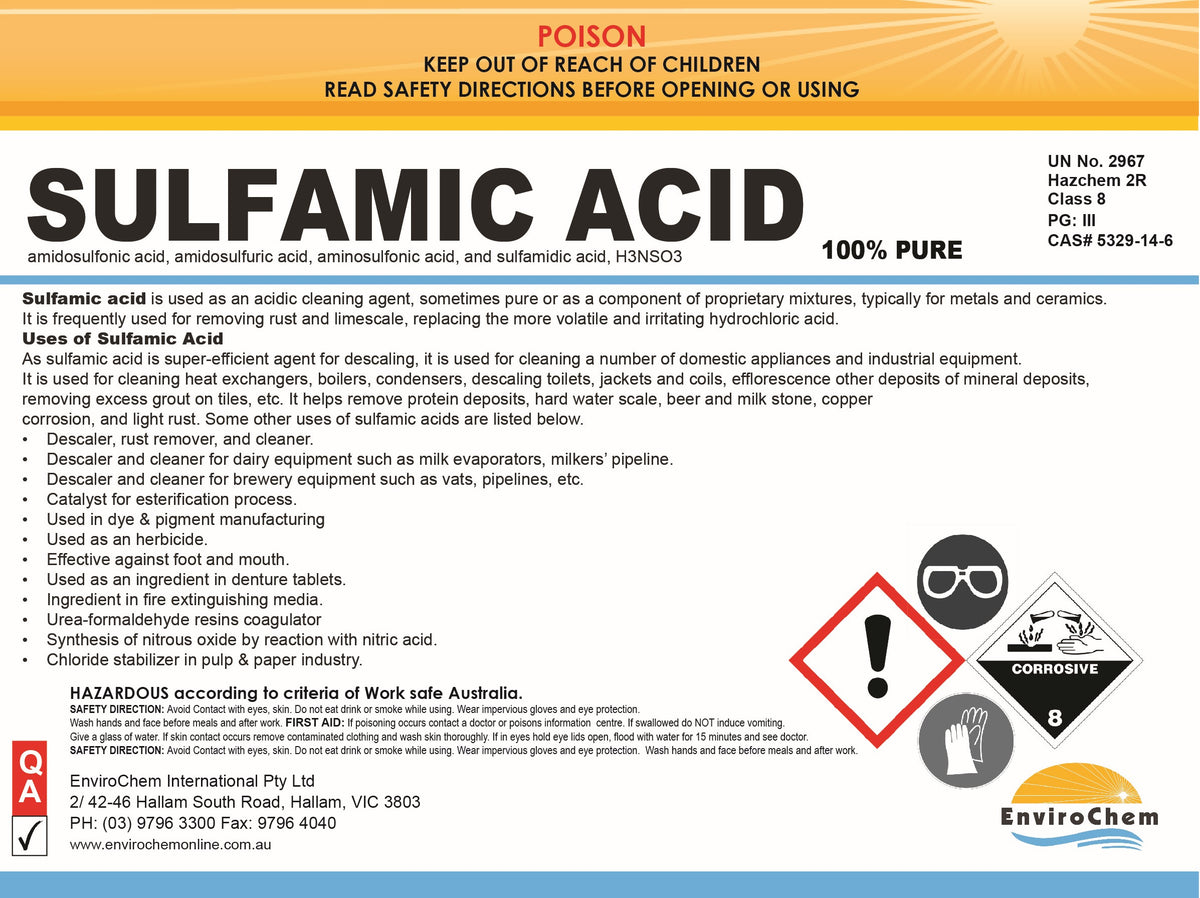 Buy Sulfamic Acid | Cleaning Supplies & Solvents — EnviroChem ...